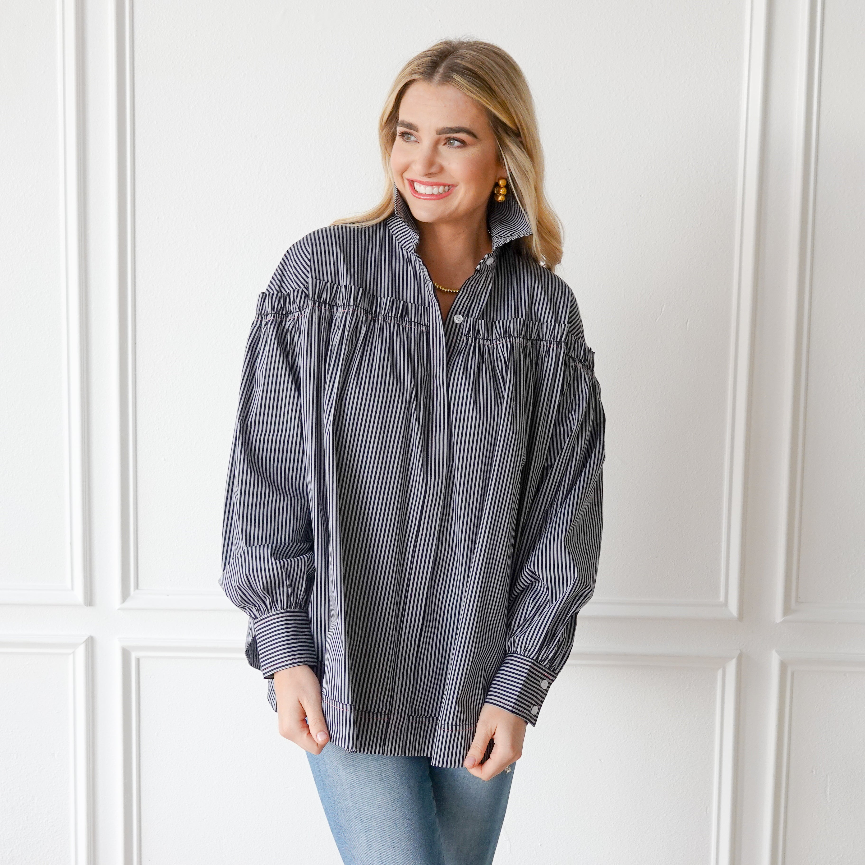Miriam Top Black Stripe | Caryn Lawn – Caryn Lawn